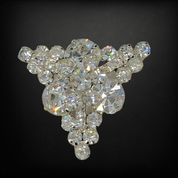 Vintage | Jewelry | Vintage Juliana Stacked Clear Rhinestone Triangle ...